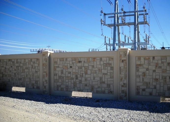 ONCOR Utility Substation 8' Ashlar Wall w/ Ornamental Iron Gate by The ...
