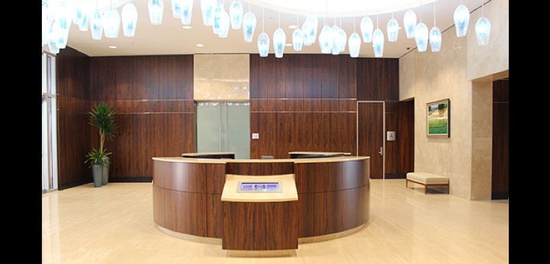 Reception Desk and Lobby by Impressions-Architectural Millwork ...