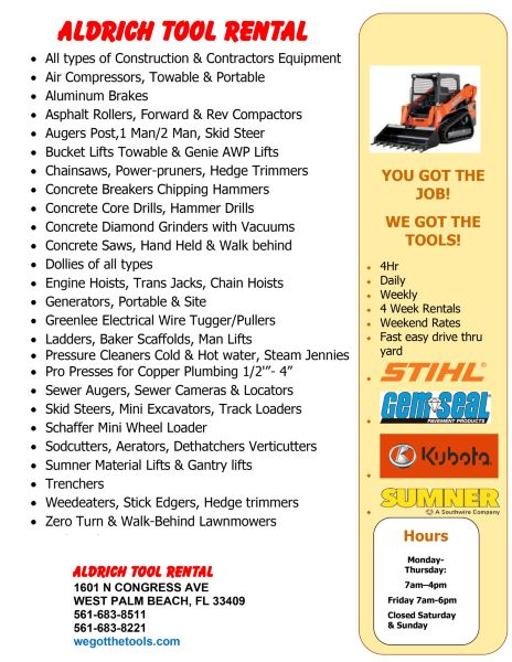 Aldrich Tool Rentals - West Palm Beach, Florida | ProView
